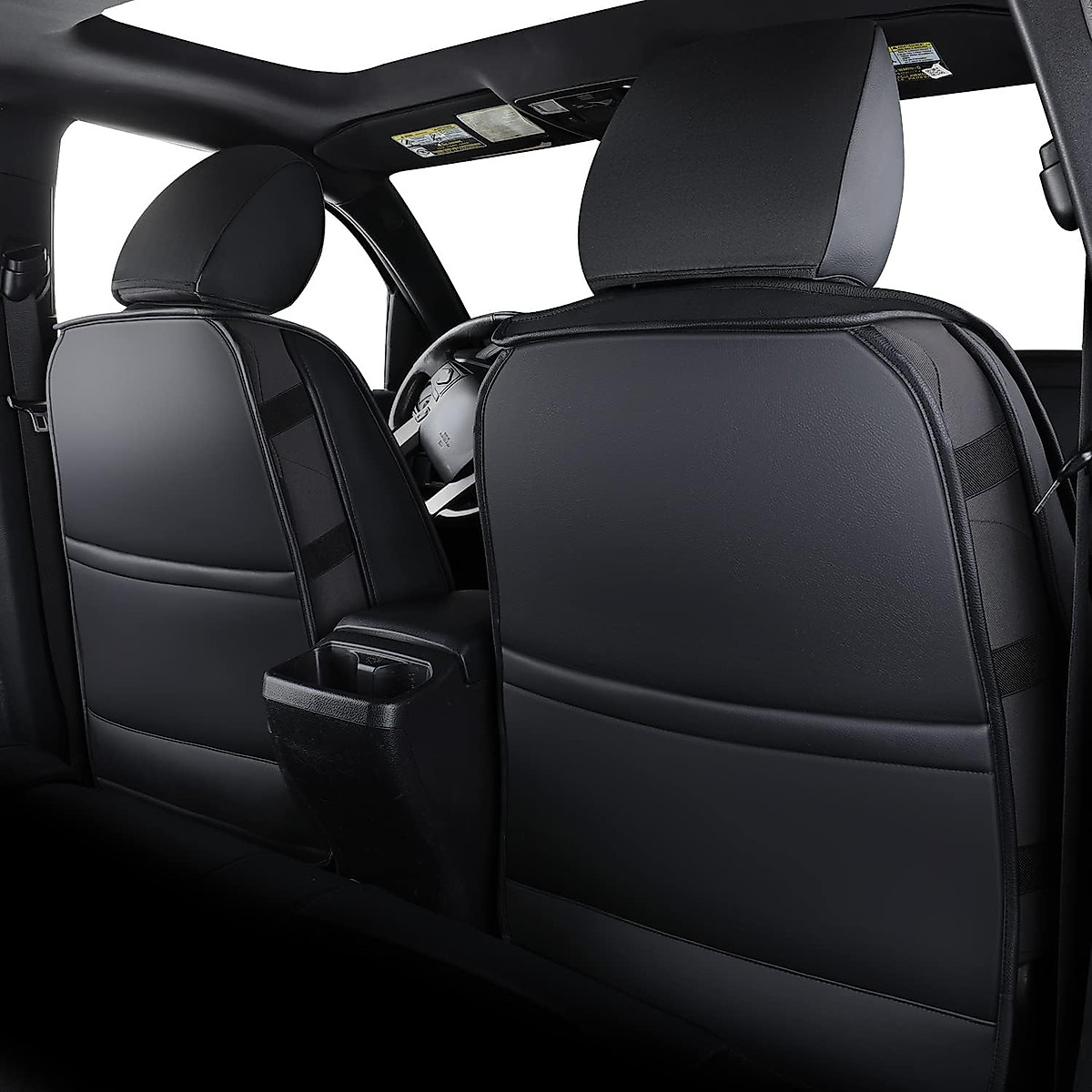 LUCKYMAN Club S08-QE Tacoma Seat Covers, Fit for 2005-2023 Tacoma Crew Cab SR SR5 TRD Sport TRD Off-Road PreRunner with Water Proof Faux Leather(Full Set, Black&Red)