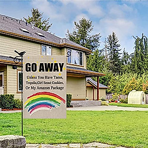 Welcome Garden Flags Double Sided Decorative House Flag Go Away Unless You Have Tacos Amazon Package Personalized Yard Flag Porch Patio Outdoor Burlap Flag Farmhouse Rustic Flags 12.5 x 18 Inch