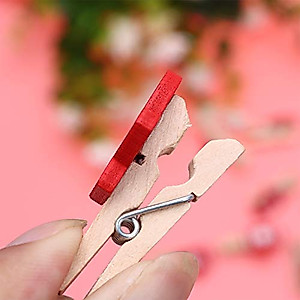 Amosfun 25pcs Mini Wooden Clothespins Christmas Photo Clips Craft Clips Photo Paper Memo Peg Pin Clips for Xmas Party DIY Craft Decoration