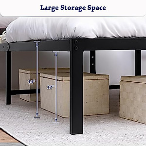 LUSIMO Twin Bed Frame 14 Inch Metal Bed Frame with Storage Twin Size Platform Bed Frame No Box Spring Needed Heavy Duty Steel Slat and Anti-Slip Support Easy Quick Lock Assembly Black