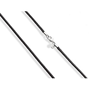 Miabella Genuine Italian 2mm Black or Brown Leather Cord Chain Necklace for Men Women with 925 Sterling Silver Clasp Made in Italy (Black, 22)