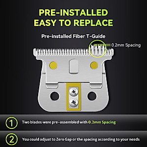 Blades for Andis T Outliner, G, GO, GTO, GTX, Headliner LS2, LS3 Blades Replacement, 2 Pack