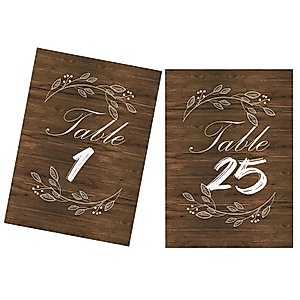 Wedding Table Numbers Rustic Table Numbers Table Number Cards 5" x 7" Double Sided 1-25 with Head Table Cards Table Signs for Wedding, Reception, Centerpiece, Party