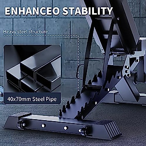 K KINGKANG Adjustable Weight Bench, 1100 LB Weight Capacity Heavy-duty Workout Bench, Extended Head, and Neck Protection Design, Foldable Flat/Incline/Decline Exercise Multi-Purpose Bench for Home Gym