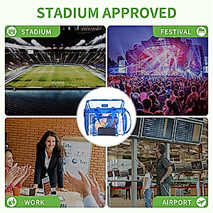 MAY TREE Clear Bag Stadium Approved 12×6×12, Clear Stadium Bag for Women and Men, Clear Lunch Bag for Work Travel Sport Office, Clear Tote Bag Stadium Approved with Non-Removable Straps - Blue