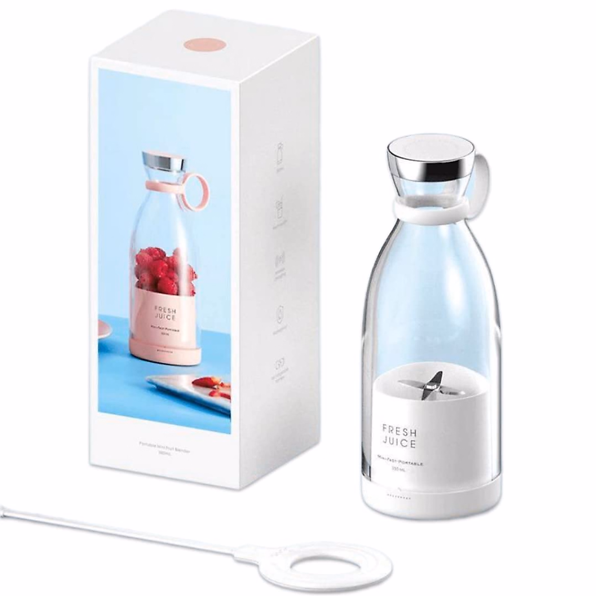 Wireless Charging 4 Blades Electric Juicer Mini Portable Blender Fruit Mixers Fruit Extractors Multifunction Juice Maker Machine Blender Smoothies Mixer Personal Size Blender for Juice, Shakes, and