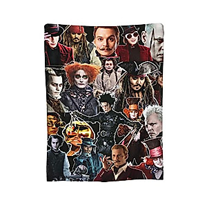 Blanket Johnny Depp Soft and Comfortable Warm Fleece Blanket for Sofa,Office Bed car Camp Couch Cozy Plush Throw Blankets Beach Blankets
