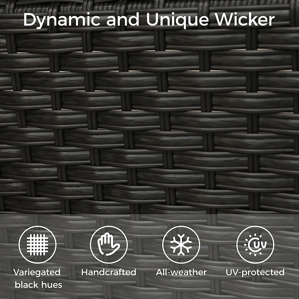 Green4ever 6 Pieces Patio Furniture Sets, All-Weather Outdoor Sectional Sofa Wicker Rattan Couch Modern Conversation Set with Coffee Table and Blue Cushion for Backyard, Garden