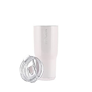 REDUCE Cold1 24 oz Tumbler with Lid and Straw - Dual-Wall Vacuum Insulated Stainless Steel Tumbler - Keeps Drinks Cold up to 24 Hours - Inner Ounce Markings to Track Hydration - OG Pink Cotton