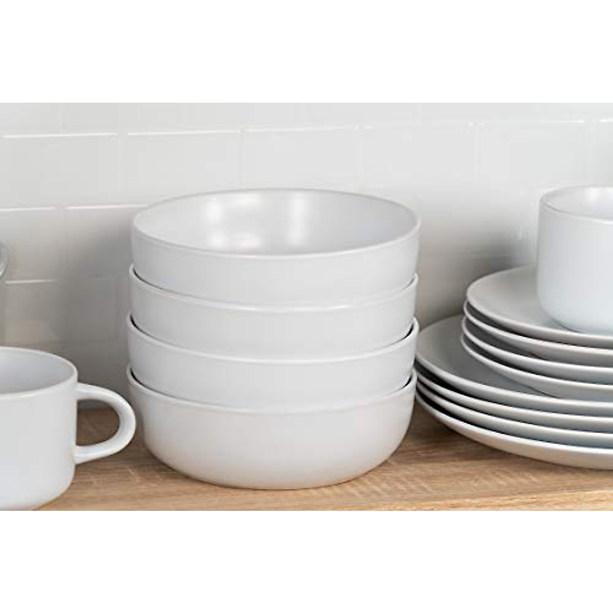 10 Strawberry Street Wazee Matte Coupe Dinnerware Pack of 16, White