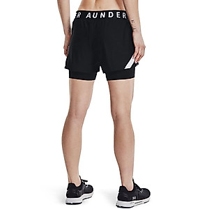 Under Armour womens Play Up 2-In-1 Shorts , Black (001)/White , X-Small