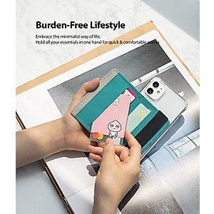 Ringke Flip Card Holder with Elastic Hand Strap Slim Soft Band Grip Fashion Multi-Card Slot 3M Stick-On Wallet Credit Card Cash Mini Pouch Attachment Compatible with Most Smartphones - Pink