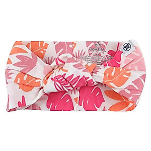 HonestBaby 2-Piece Organic Cotton Rib Romper W/Headband, Jungle Leaves Pink, 3-6 Months