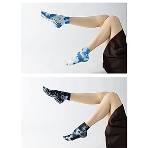 EGEN Dye Tie Yoga Socks for Women Man Novelty Print Non Skid Socks Non Slip Grip for Pilates Barre Ballet Sport (Black)