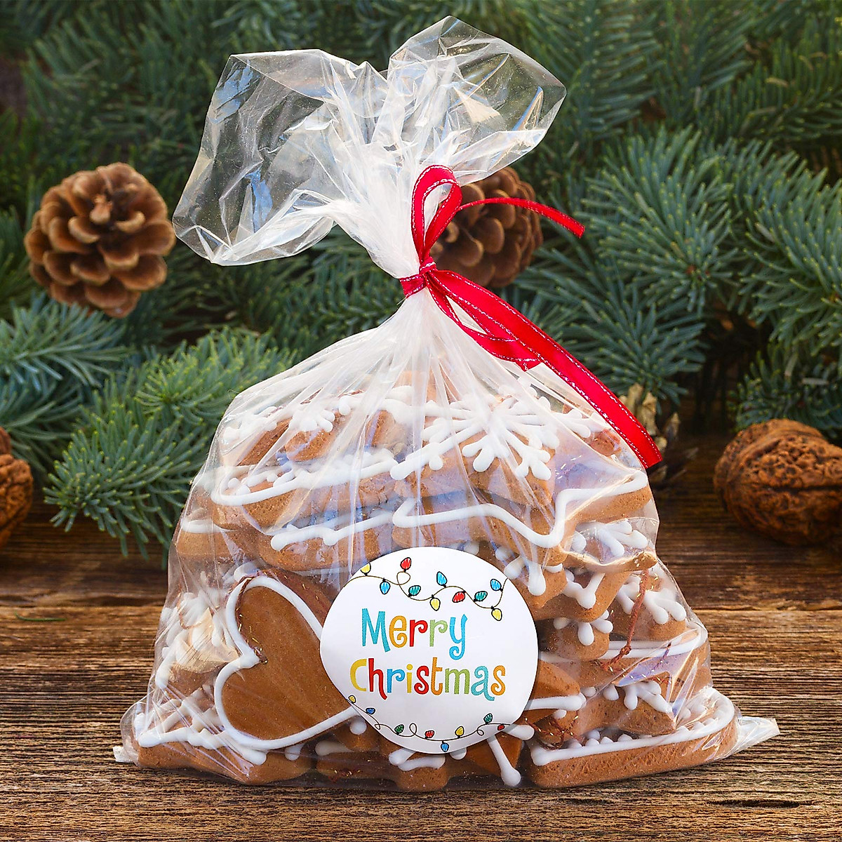 1000 Pieces 1.5 Inch Merry Christmas Stickers Holiday String of Lights Happy Holidays Happy New Year Stickers Labels Xmas Stickers for Christmas Party Presents Classroom Decoration