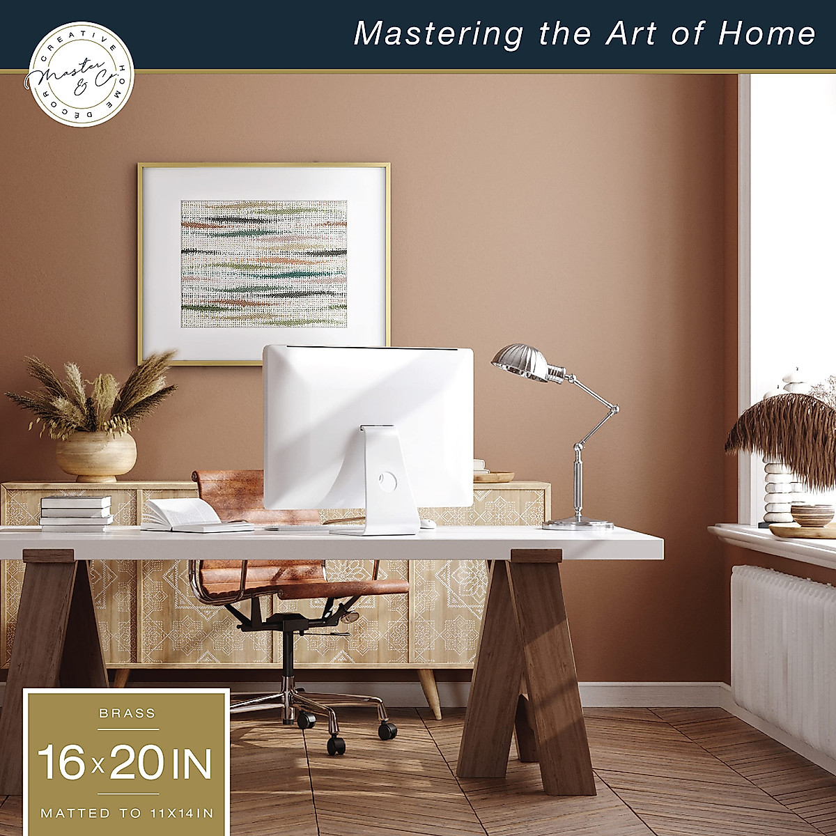 MCS Master & Co. Foundry Metal Gallery Wall Frame, Brass, 16 x 20 in matted to 11 x 14 in