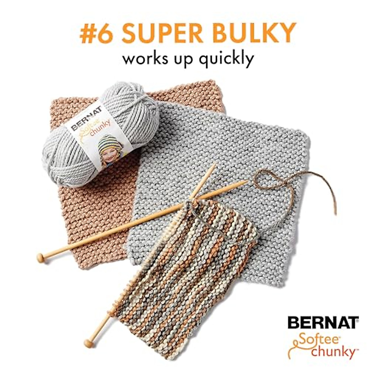 Bernat Softee Chunky Gray Blue Yarn - 1 Pack of 400g/14oz - Acrylic - 6 Super Bulky - Knitting/Crochet