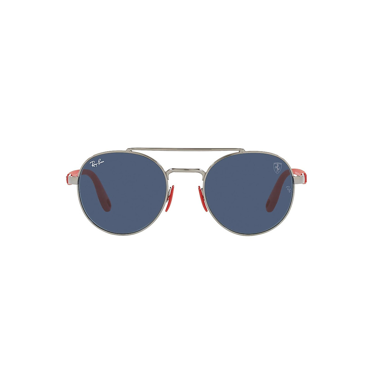 Ray-Ban RB3696M Scuderia Ferrari Collection Round Sunglasses, Gunmetal/Dark Blue, 51 mm
