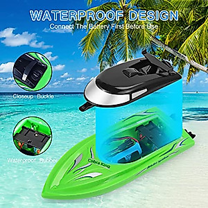 Lumiparty 2PACK RC Boat,Remote Control Boats for Kids and Adults,10km/H 2.4G High Speed Remote Control Boat, Fast RC Boats for Pools and Lakes with 4 Rechargeable Battery. (Blue Green)