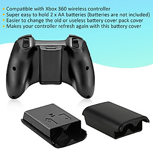 Much 10 Pack Black Battery Cover Shell Cases Kit Compatible with Microsof Xbox 360 Wireless Controller