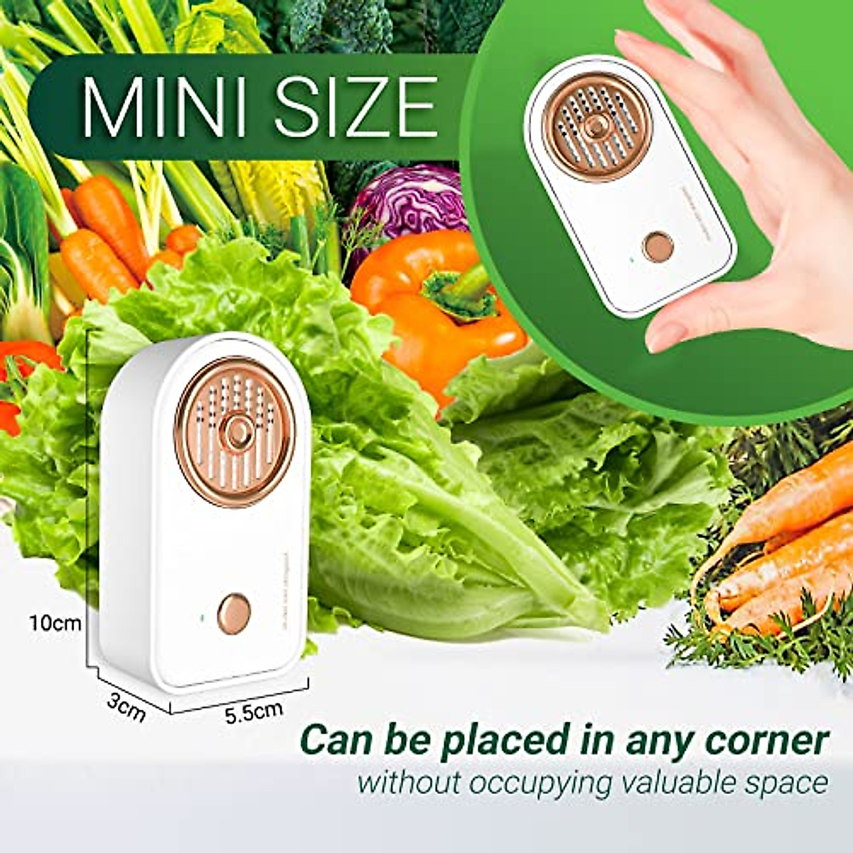 Mini USB Fridge Deodorizer, Portable Rechargeable Refrigerator Deodorizer, Odor Eliminator Reusable Deodorizer for Home, Freezer, Car, Closet, Wardrobe, Shoe Beats Baking Soda, Charcoal Bags