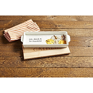 Mud Pie Gather Ceramic Hostess Tray and Serving Board Set, White