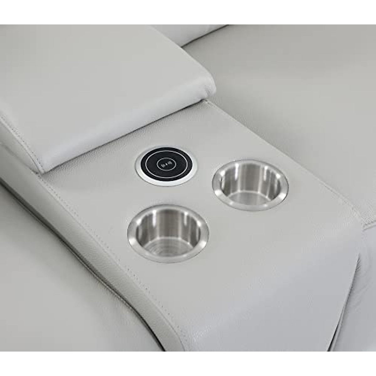 Blackjack Furniture Venice 6 Piece Sectional Sofa with 3-Power Recliners, Features Adjustable Headrest, Lumbar Support, USB and Wireless Charging Station, Extra Large Storage, 1 Console, Light Grey