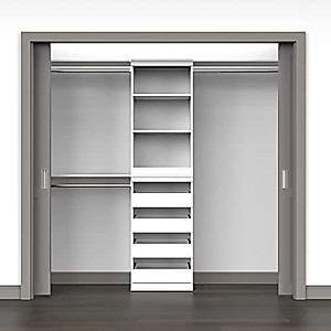 ClosetMaid Modular Storage Shelf Unit with 3 Shelves, Wood Closet Organizer Adjustable, Stacking, Full Backer, Decorative Trim, White, 40.29 H x 21.39 in. W x 15.91 in. D