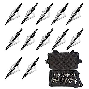 Hunting Broadheads, 3 Blades Archery Broadheads Screw-in Arrow Tips Compatible with Crossbow and Compound Bow(12 Pack) (Black)