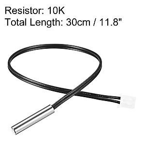uxcell 10K NTC Thermistor Probe 11.8 Inch Stainless Steel Sensitive Temperature Temp Sensor for Air Conditioner