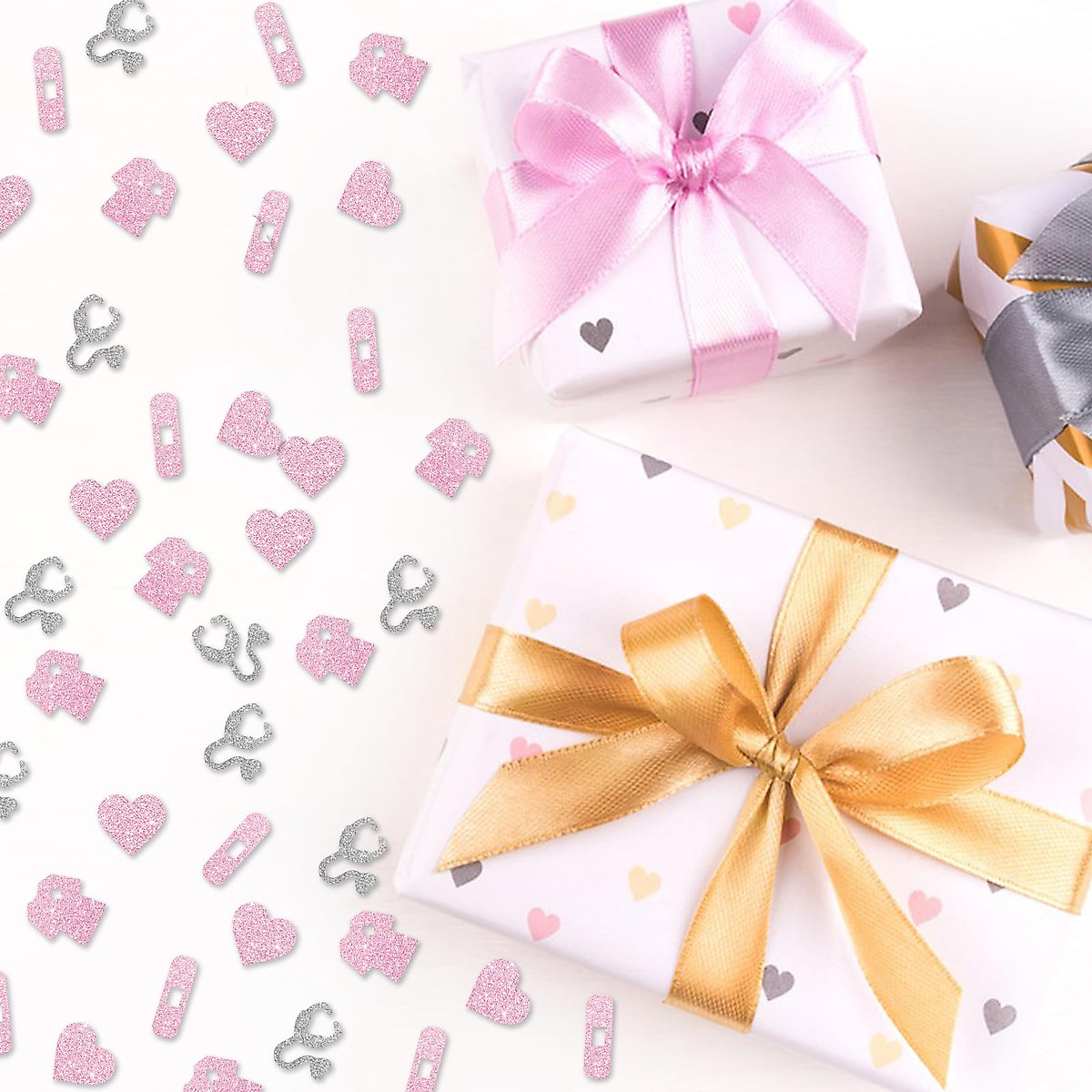 120 Congrats Nurse Confetti, Medical School Grad Party Confetti, Doctor Grad Paper Scatter, Pink Glitter Uniform Table Scatter, Nursing School Graduation Party Decoration