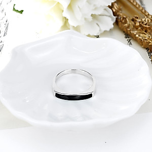 AeraVida Rectangular Bar Simulated Black Onyx Inlay .925 Sterling Silver Ring | Casual Comfort Fit Silver Rings for Women | Gift for Daughter, Women | Sterling Silver Rings Sizes (7)