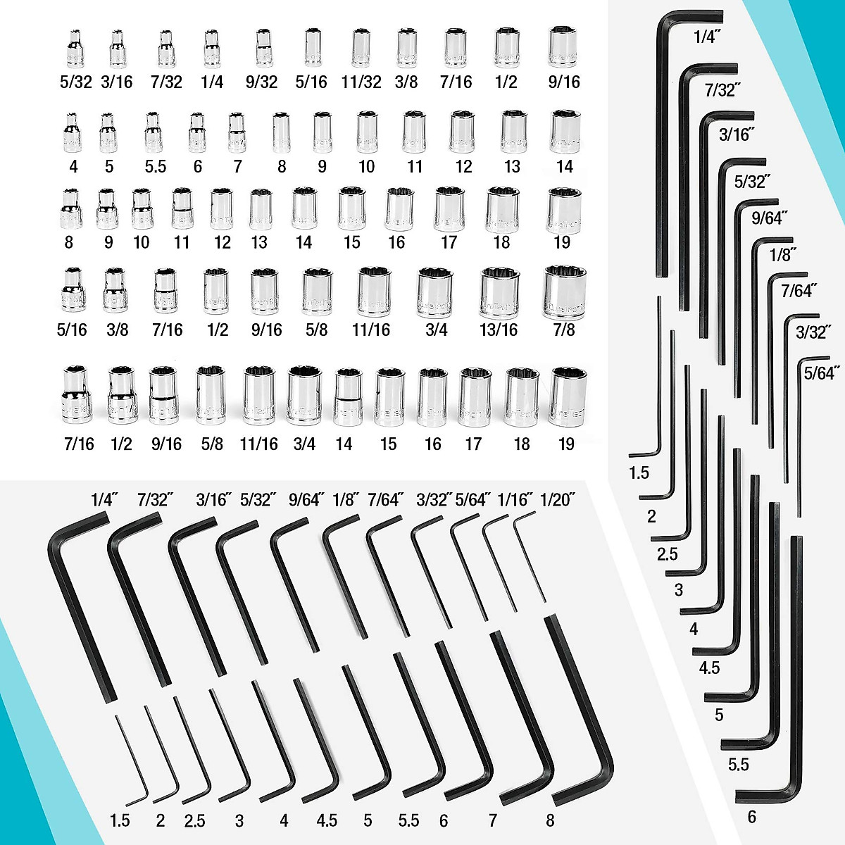 DURATECH 149-Piece Mechanics Tool Set, Include SAE/Metric Sockets, 90-Tooth Ratchet and Wrench Set for Auto Repair