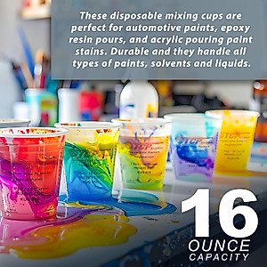 (Full Case of 100 each - Pint (16oz) Paint Mixing Cups) by Custom Shop - Cups have calibrated mixing ratios on side of cup Box of 100 Cups Epoxy Resin Epoxy Resin