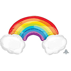 Burton & Burton Rainbow with Clouds Foil/Mylar Balloon, 37"