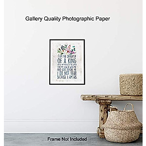 Religious Wall Decor - 8x10 Inspirational Quote - Bible Verse Wall Art - Christian Scripture Print - Wall Decor for Bedroom, Girls Room - Daughter Gifts - Gift for Women