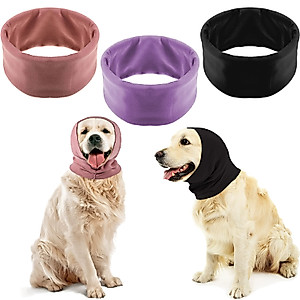 Sadnyy 3 Pcs Dog Ear Muffs Noise Protection Covers Hearing Wrap Earmuff Winter Scarf (Black, Pink, Purple,Small)