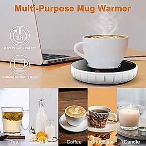 Smart Coffee Mug Warmer with Auto Shut Off for Home Office Desk Use,Touch Control Tech Safety and Smart Temperature Settings for Coffee, Milk, Tea, Water (White)