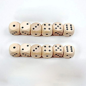 Tomaibaby 10pcs Wooden Playing Dice Set Dice Six Sides Durable 16mm Wooden Dice Indoor Outdoor Board Games for Adults and Family