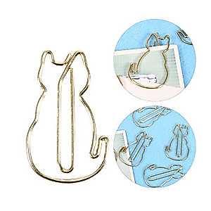 Cat Shaped Paper Memo Clips, Cat Paper Clips Specially Shaped Bookmark Clip Metal Clip Stationary Supply Gifts for Cat Lovers for Women Students Kids Teachers