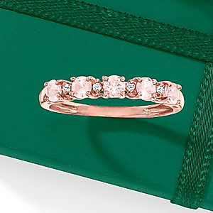 Ross-Simons 0.50 ct. t.w. Morganite Ring With Diamond Accents in 18kt Rose Gold Over Sterling. Size 7