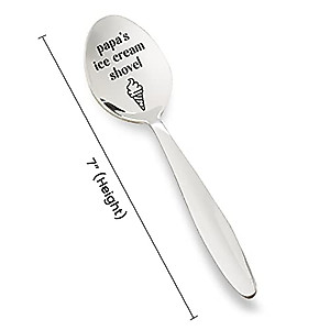 fabeesy Papa's Ice Cream Shovel Gift For Dad | Birthday From Daughter Son Father's Day Chrisrtmas Daddy Papa Lover Engarevd Spoon |Gift Him Men, Silver, 123, 7