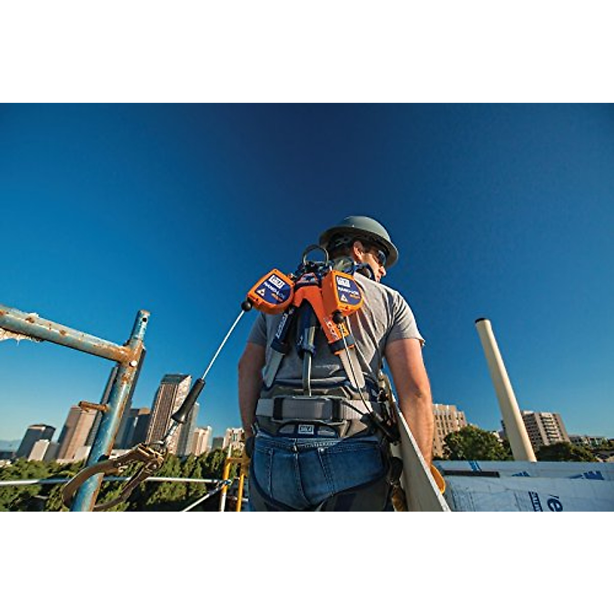 3M DBI-SALA 1112566 ExoFit STRATA, Aluminum Back/Side D-Rings, Tongue Buckle Leg Straps with Sewn in Hip Pad & Belt, Medium, Blue/Gray