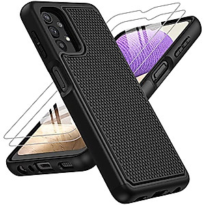 JXVM for Samsung Galaxy A32 5G Case: Dual Layer Protective Heavy Duty Cell Phone Cover Shockproof Rugged with Non Slip Textured Back - Military Protection Bumper Tough - 6.5inch (Matte Black)