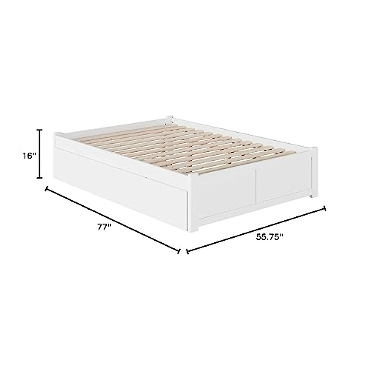 Atlantic Furniture AR8032012 Concord Platform Bed with Twin Size Urban Trundle, Full, White