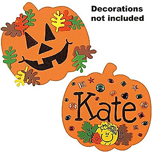 4E's Novelty Foam Pumpkin Shapes Craft (12 Pack) Halloween Crafts for Kids, Large 8" Cutouts - Fall Crafts for Kids Toddlers Classroom Supplies Halloween Activities for Kids Party Ages 2-4 3-5 4-8