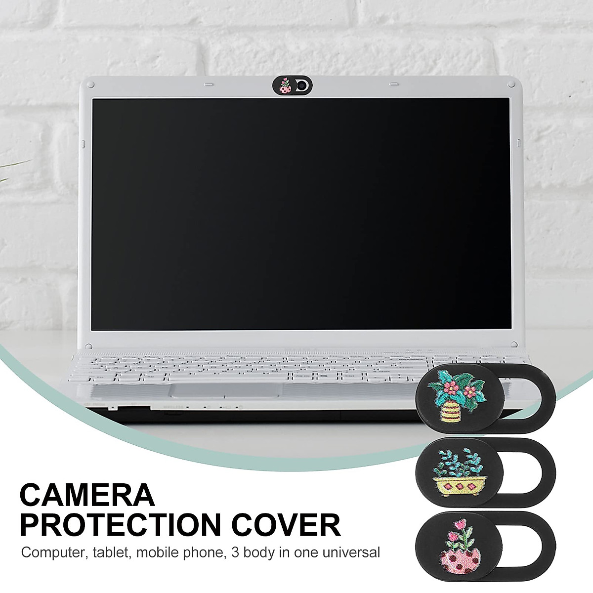 Hemobllo 3pcs Camera Cover Computers Laptops Phone Webcam Cover Smartphone Anti Covers Laptop Webcam Covers Webcam Slider Sticker Camera Stickers Security Cover Cartoon Flowers Abs Plastic