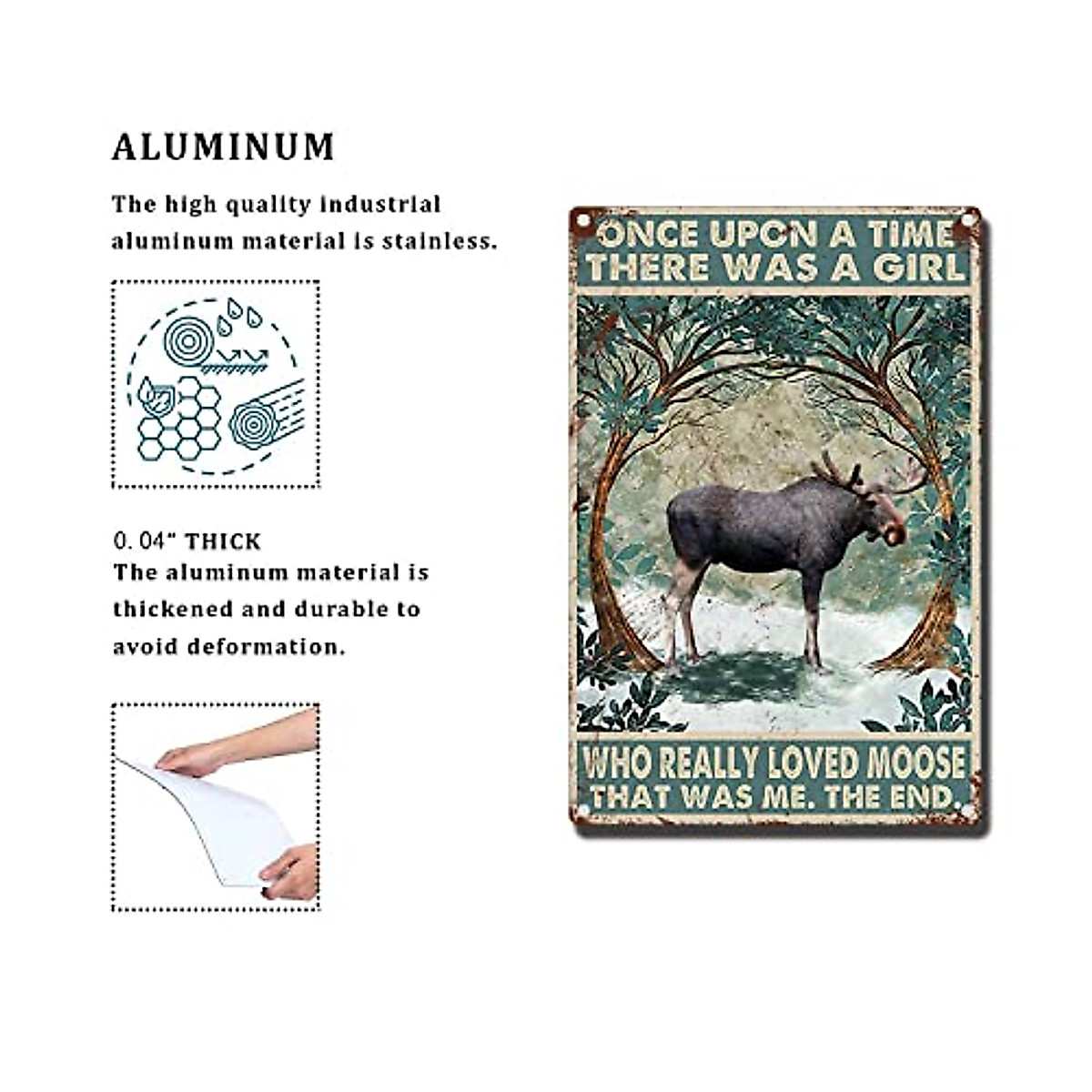 Tin Sign Once Upon A Time A Girl Who Really Loved Moose Metal Tin Sign Coffee Bar Decor Tin Sign Wall Decoration 8×12inch/Tin Sign