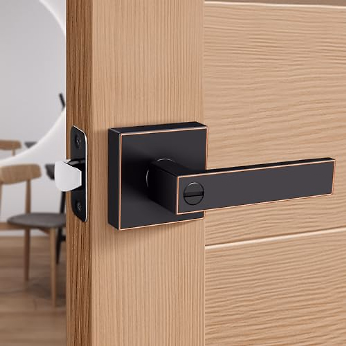 Gaurqiah Oil Rubbed Bronze Privacy Door Handle, Heavy Duty Door Lever,Reversible Square Door Lever for Bathroom,1 Pack（2.2lbs）