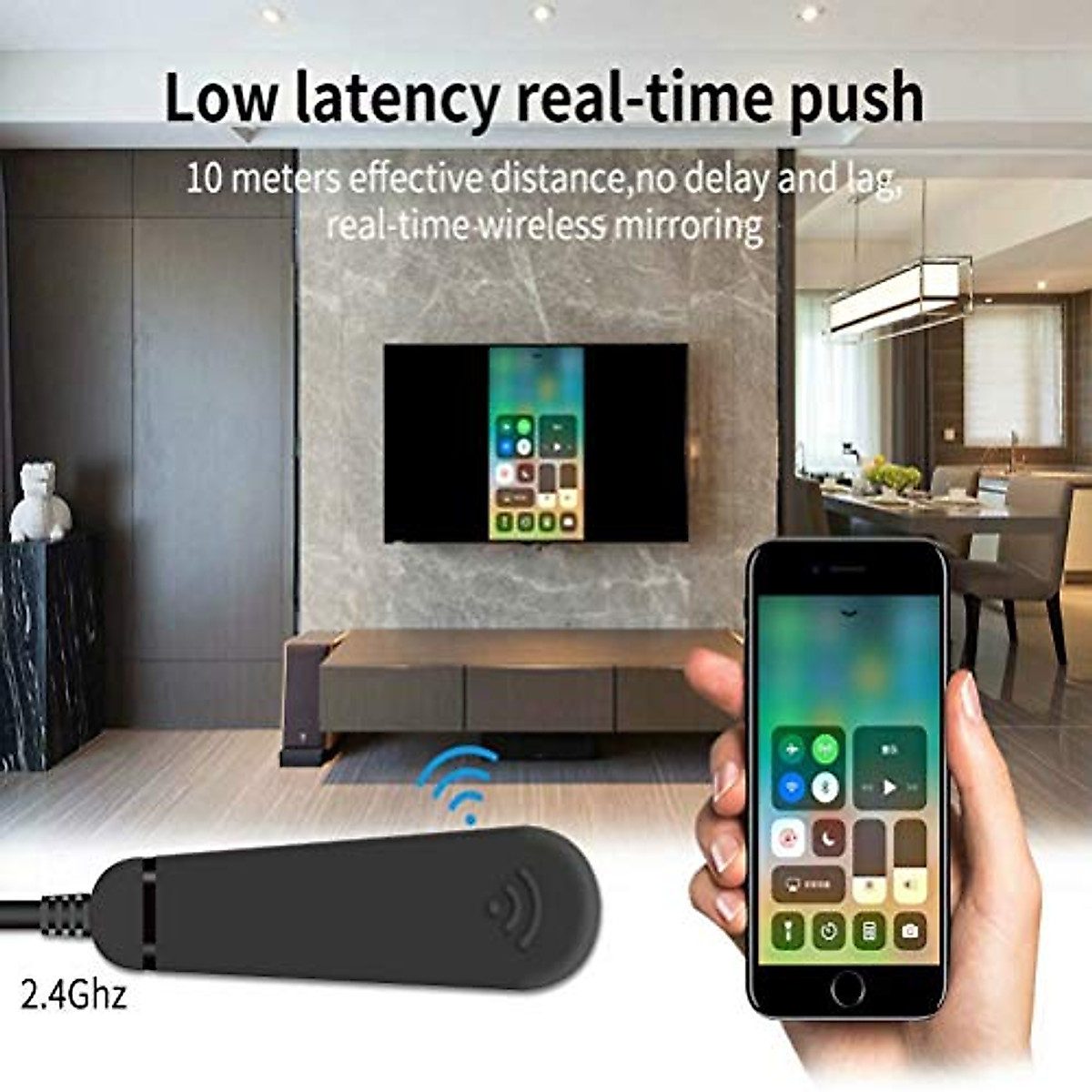 4K/1080P Wireless Display Adapter, SmartSee Screen Mirroring from iOS Android Phone Laptop to TV Projector Any HDMI Display, Dual Core Streaming Device Support Miracast Airplay DLNA